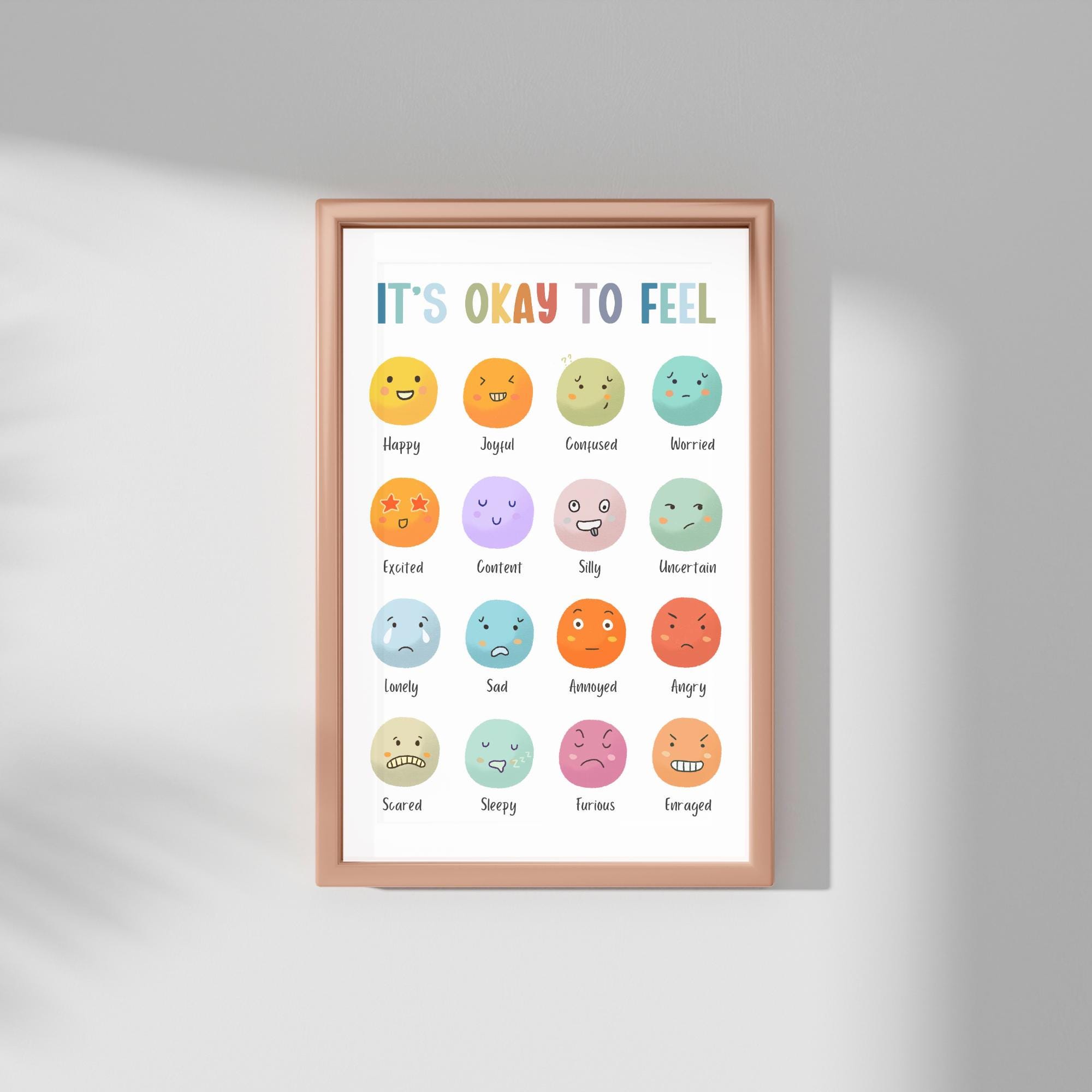 It's Okay to Feel Poster, Feelings Chart Poster, Homeschool Classroom ...