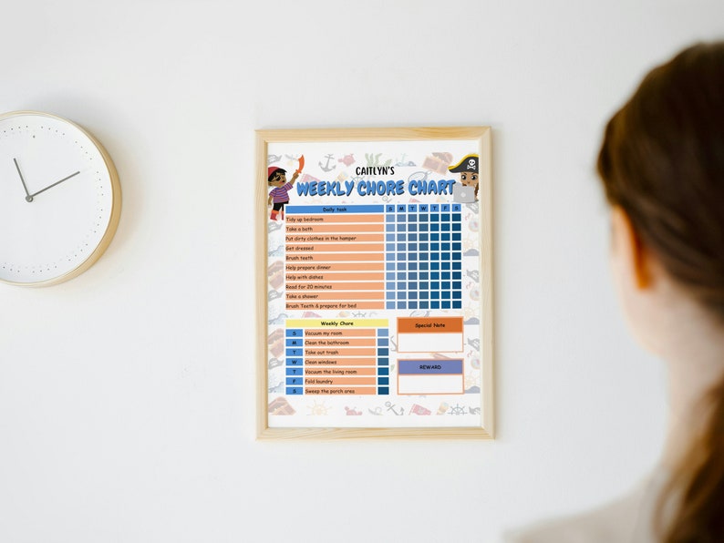 Editable Weekly Chore Chart for Kids, Kids House Chore Daily Routine ...