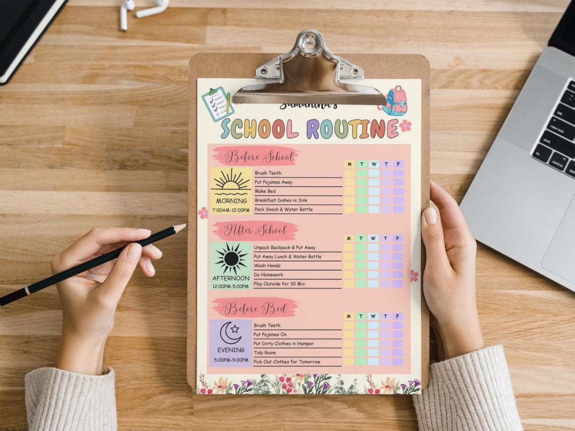 Editable School Checklist for Kids, Before After School Schedule, Daily ...