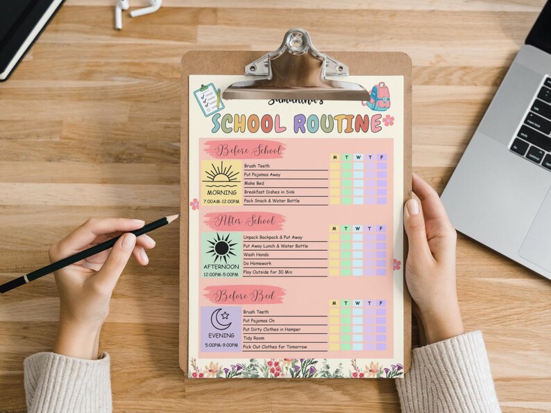 Kids Daily School Routine Chart, Before After School Schedule, Kids ...