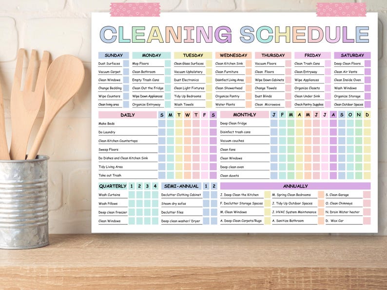 Editable Cleaning Schedule, Household Cleaning Schedule for ADHD ...