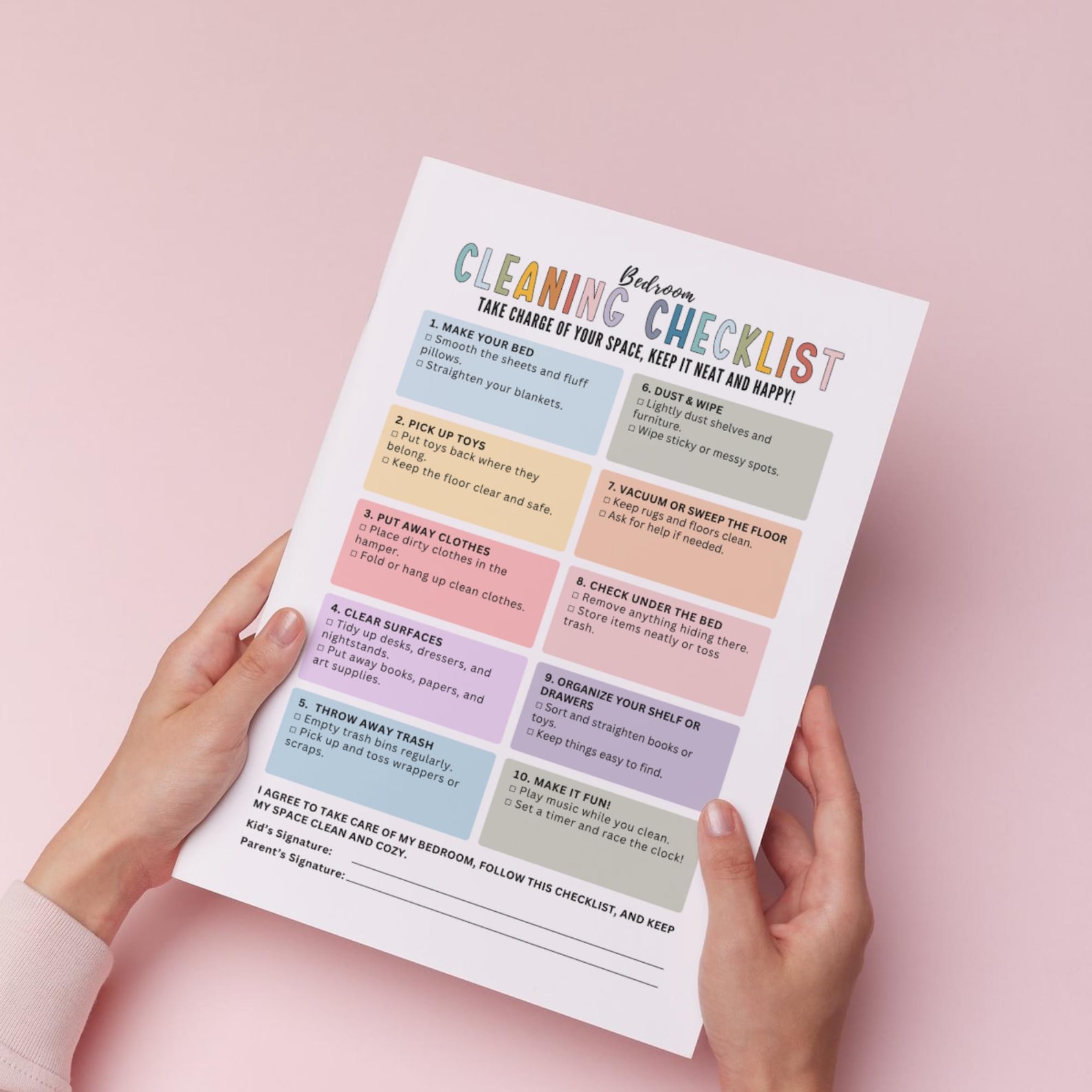 Editable Kids Bedroom Cleaning Checklist, Room Cleaning Agreement for ...