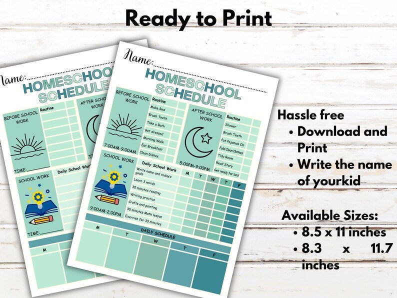Editable Kids Homeschool Schedule, Homeschool Planner for Kids ...