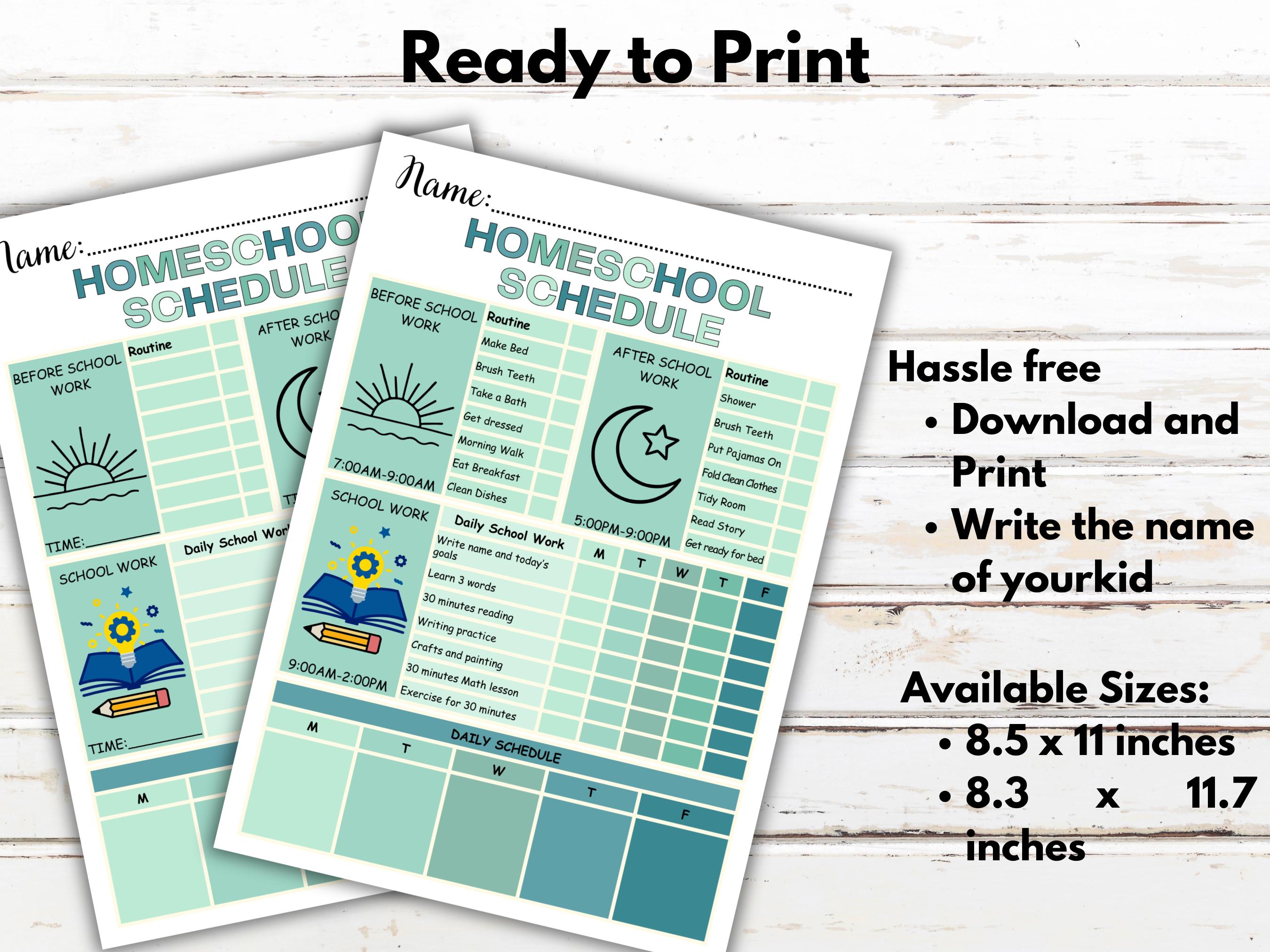Editable Kids Homeschool Schedule, Homeschool Planner for Kids ...