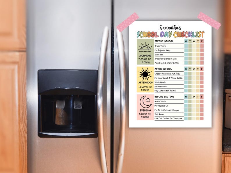Kids School Day Routine Chart: Editable Checklist (digital Download) - Etsy
