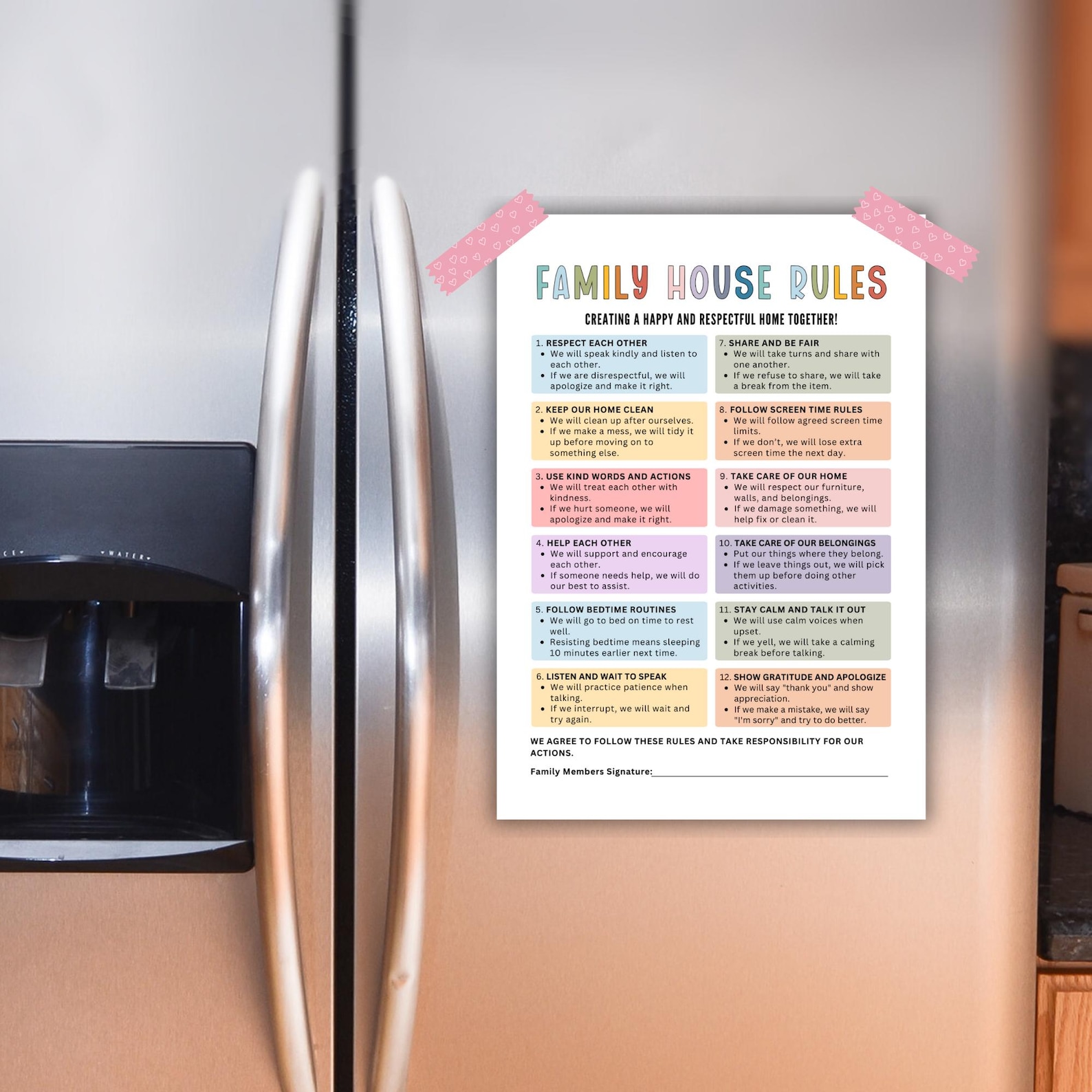 Editable Family House Rules Chart, Family Household Rules Chart, Family ...