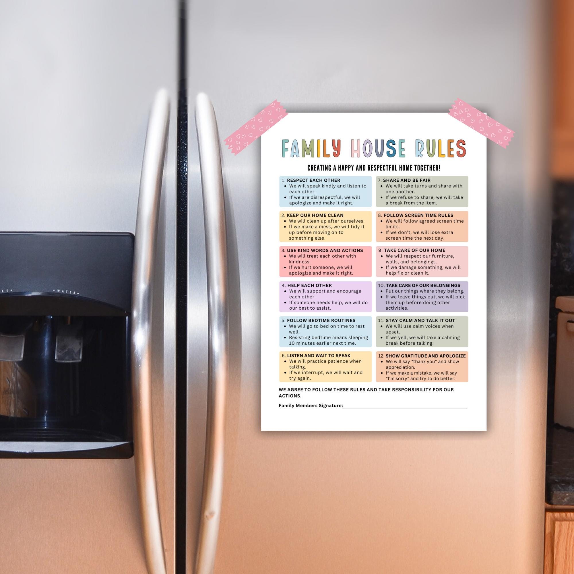 Editable Family House Rules Chart, Family Household Rules Chart, Family ...