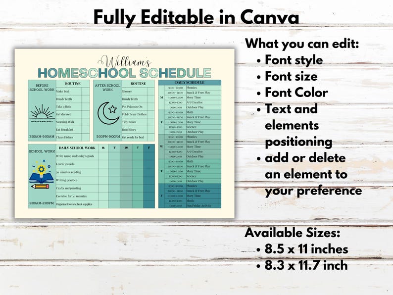 Kids Homeschool Schedule, Kids Homeschool Planner, Homeschool Daily ...