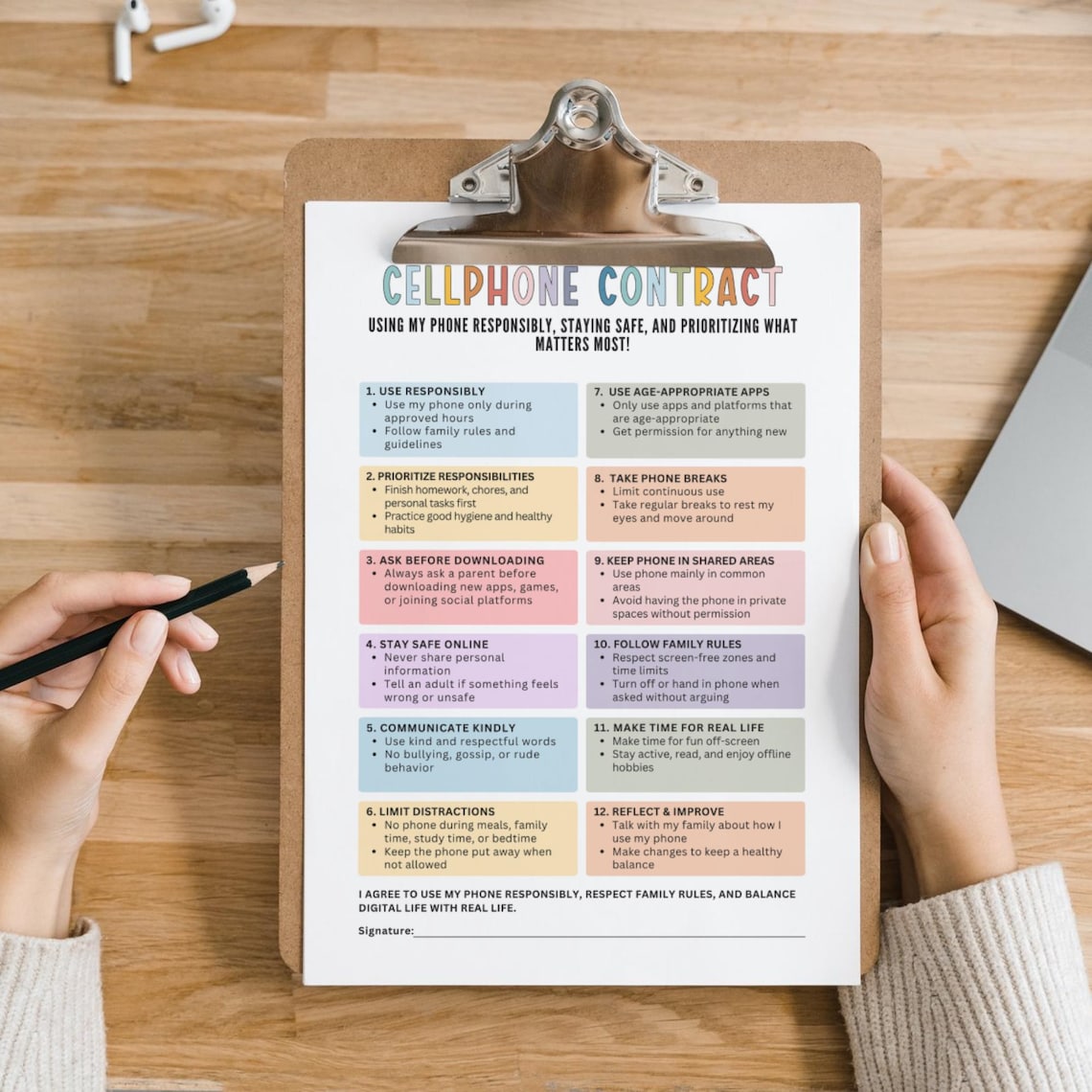 Editable Cellphone Contract for Kids, Kids Phone Agreement, Printable ...