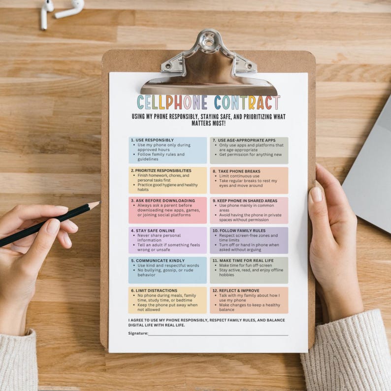 Editable Cellphone Contract for Kids, Kids Phone Agreement, Printable ...
