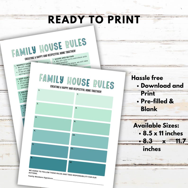 Editable Family House Rules Template, Family Household Agreement, Family House Rules Poster ...