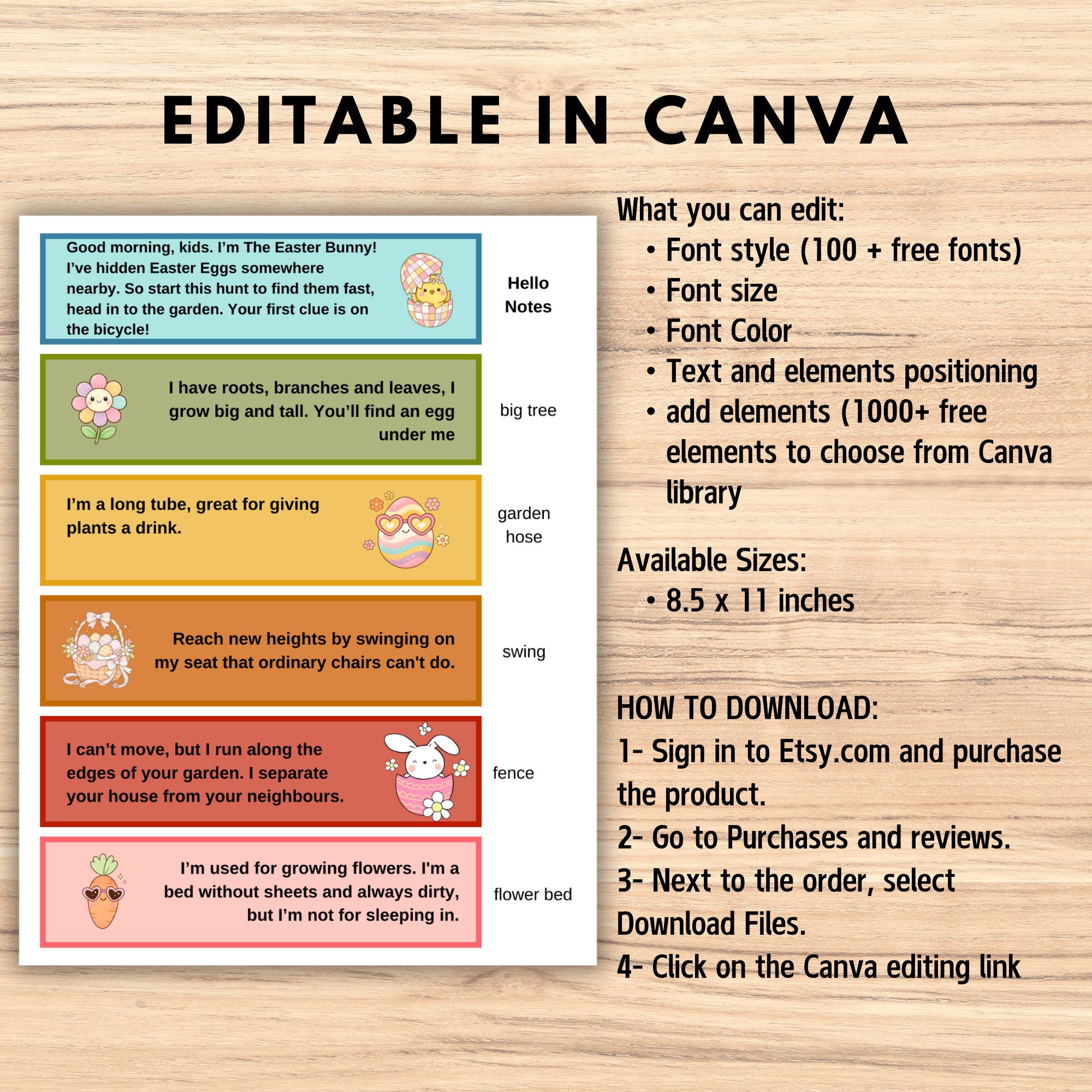 Editable Easter Egg Scavenger Hunt, Outdoor Easter Egg Hunt Clue Cards ...