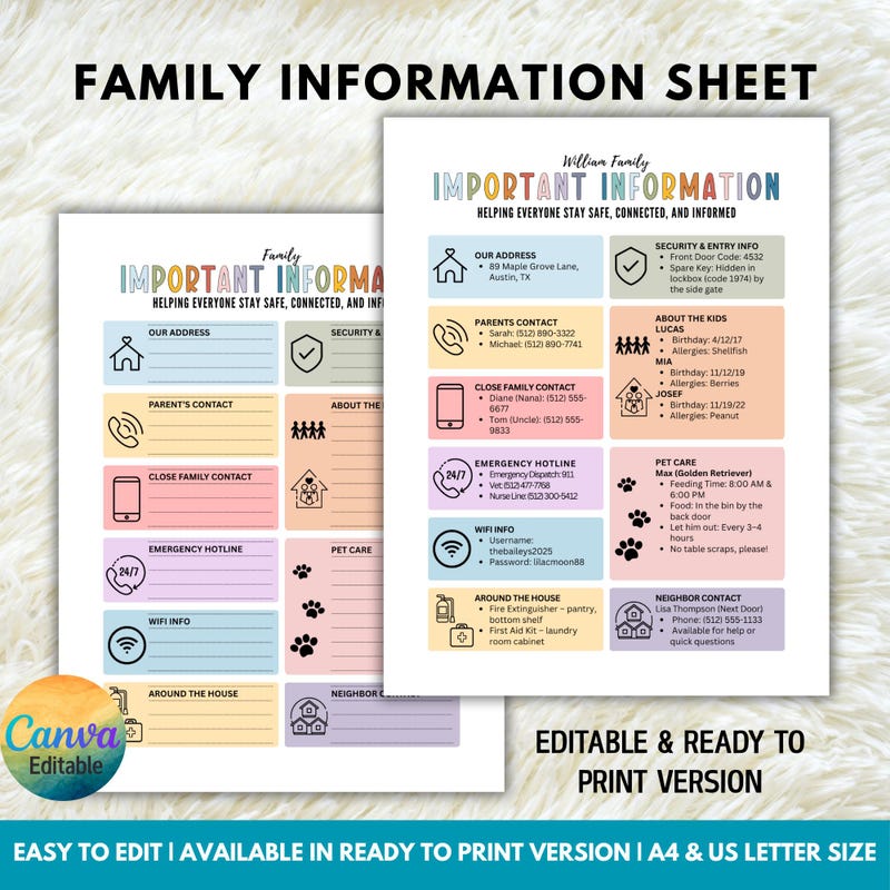 Family Medical Info Form - Etsy UK