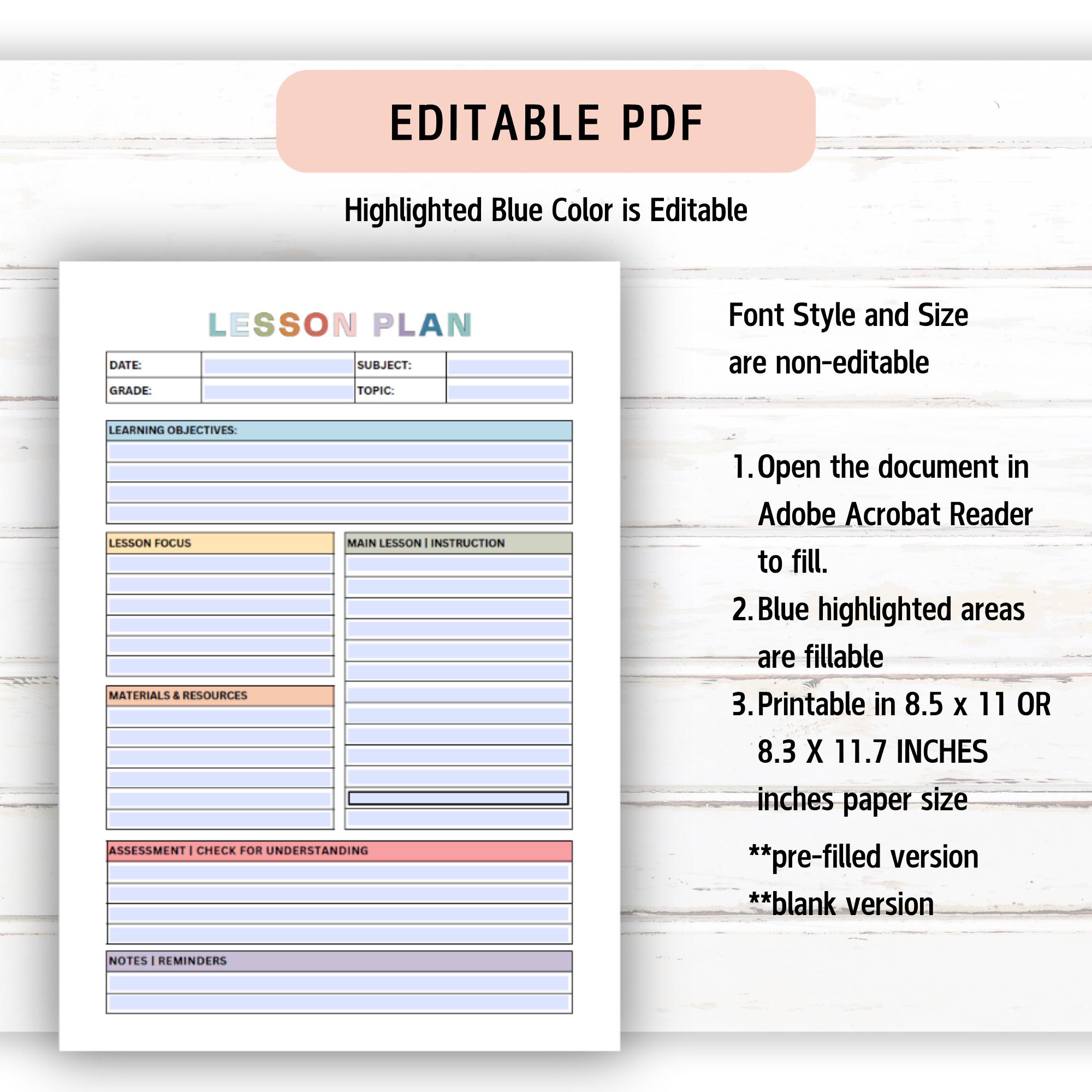 Editable Daily Homeschool Lesson Plan Template, Homeschool Planner ...