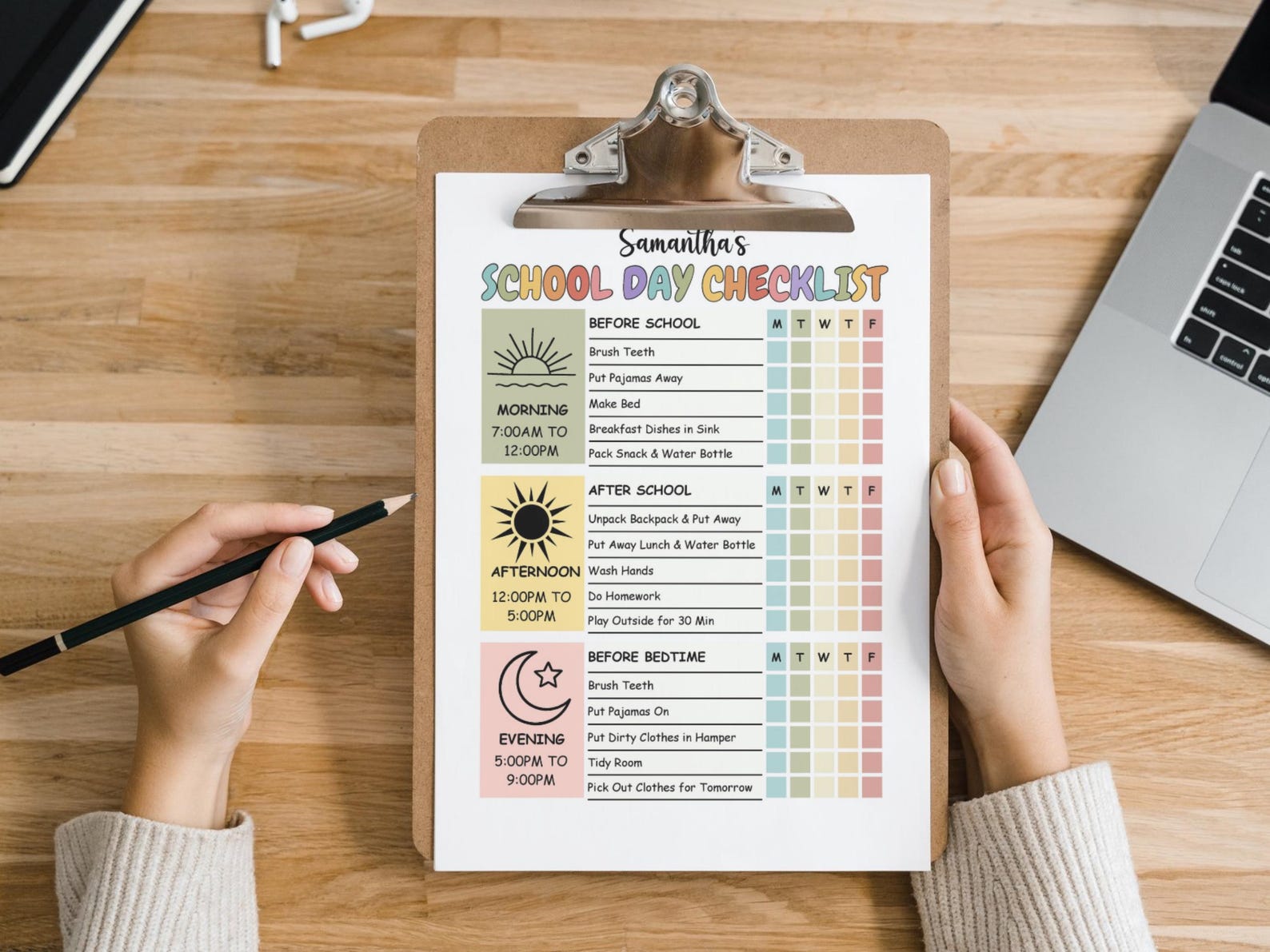 Kids School Day Routine Chart: Editable Checklist (digital Download) - Etsy