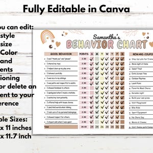 Behavior Reward Chart, Good Behavior Chart for Kids, Behavior Tracker ...