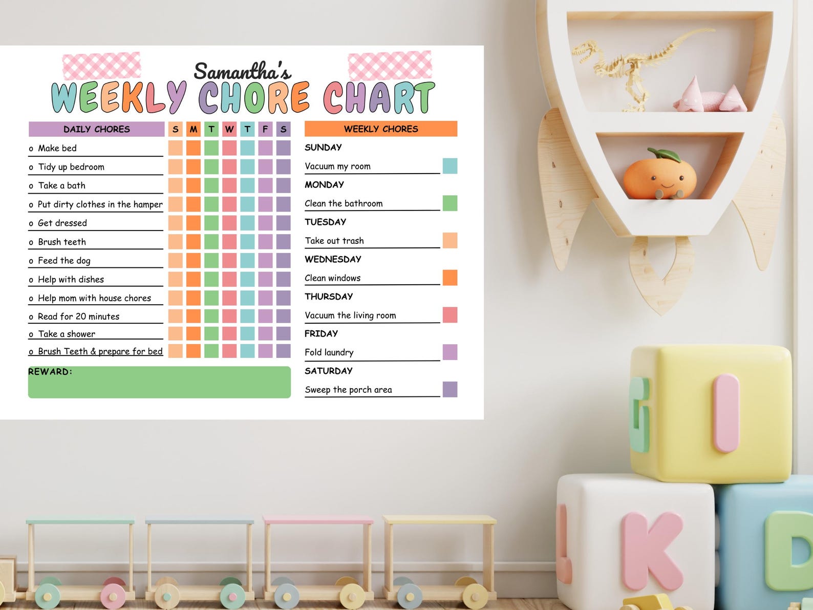 Editable Weekly Chore Chart for Kids, Kids Chore Tracker, Kids Daily ...