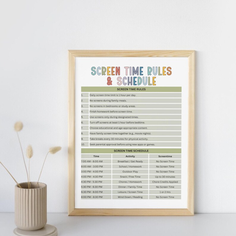 Editable Screentime Chart, Screen Time Tracker, Screen Time Schedule ...