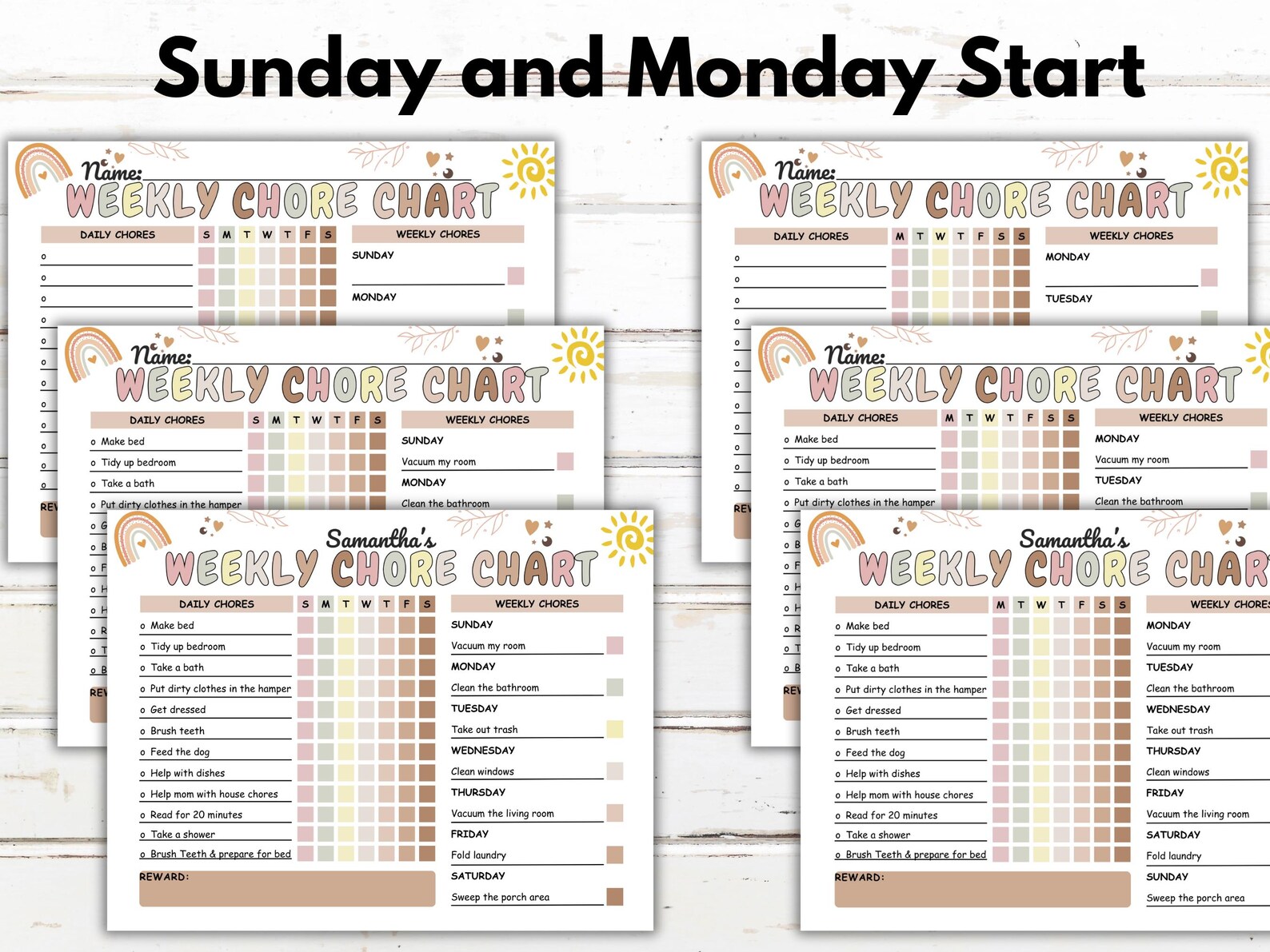 Editable Kids Weekly Chore Chart, Chore Checklist, Chore Tracker, Kids ...