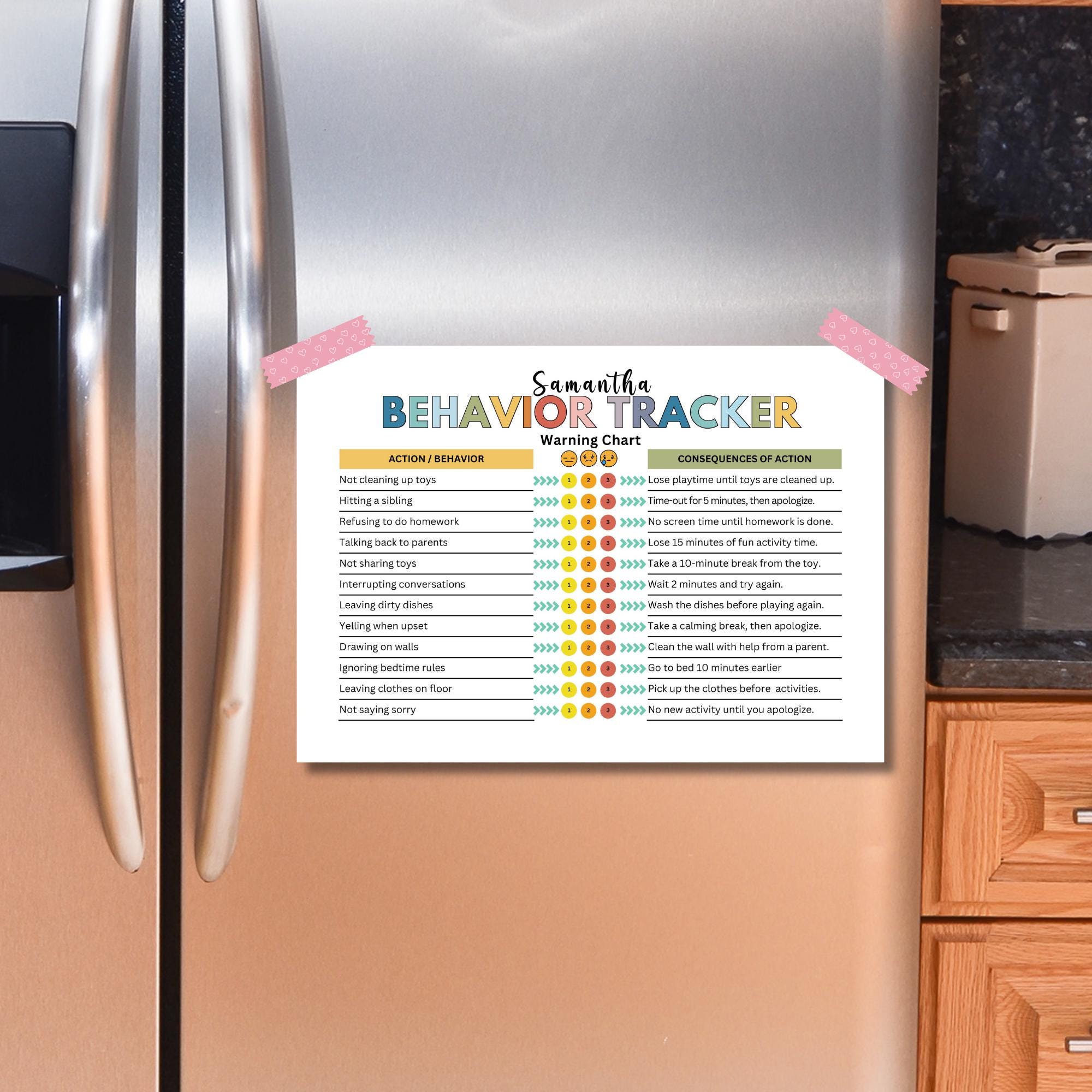 3 Strike Warning, Behavior Warning Chart for Kids, Consequence Chart ...