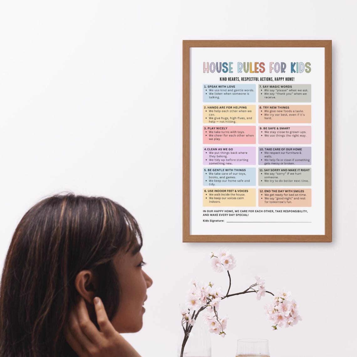 Editable Kids House Rules, Good Behavior Chart, Family House Rules for ...