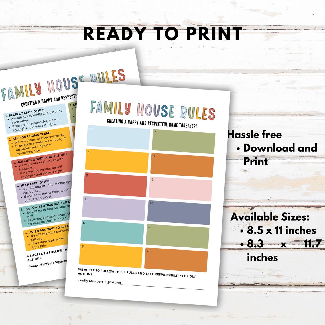 Editable Family House Rules Chart, Household Agreement, Family Values ...