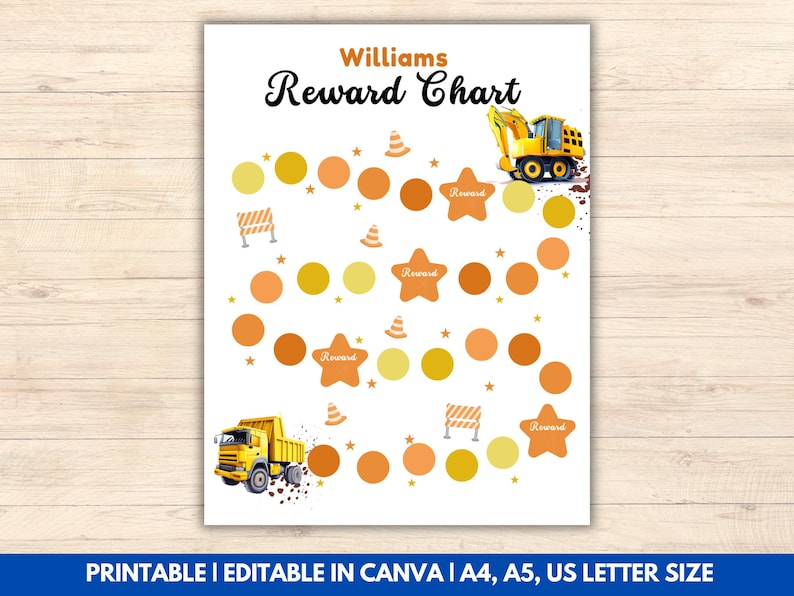 Printable Kids Reward Chart: Potty Training Tracker (editable Canva ...