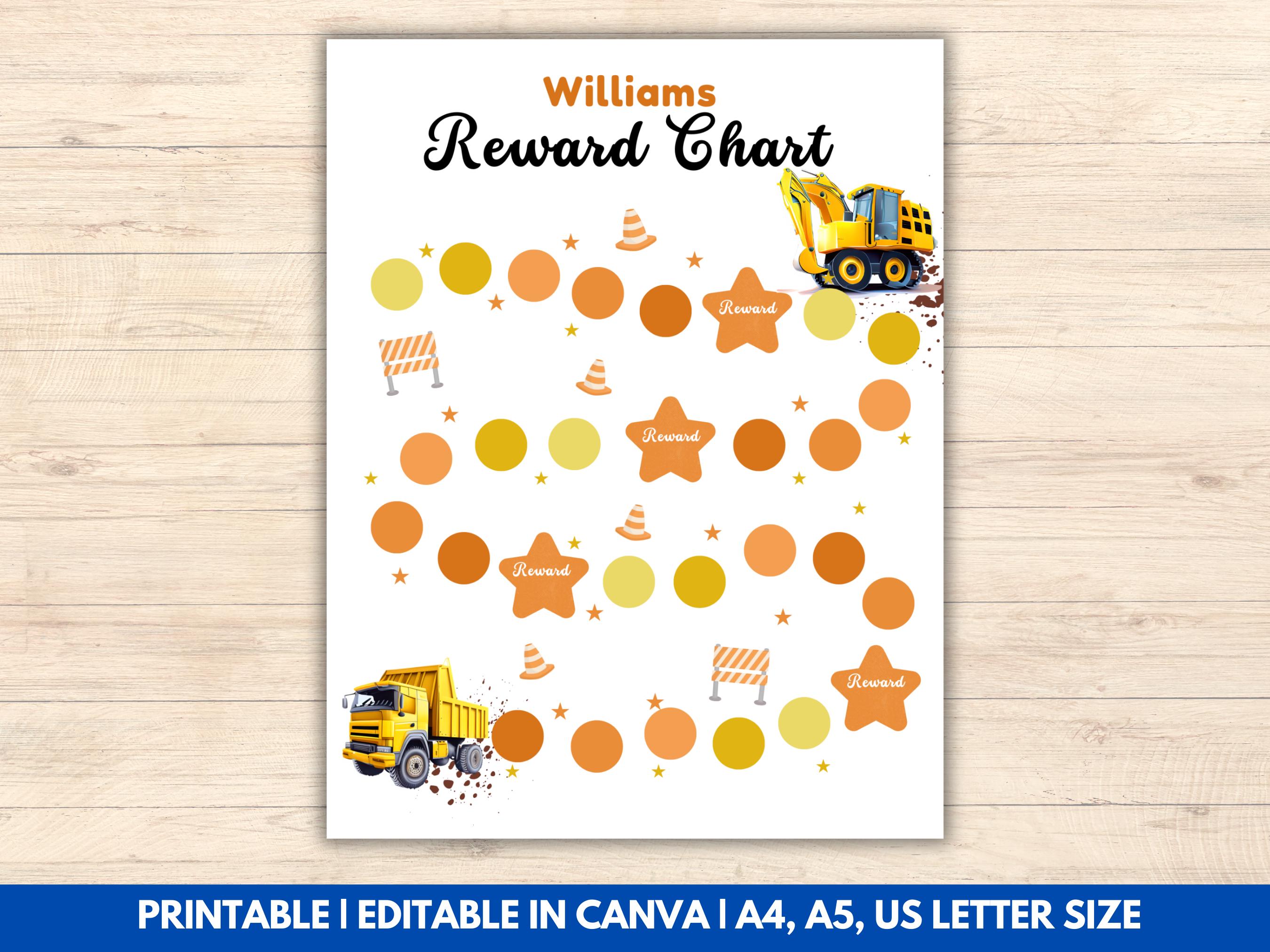 Printable Kids Reward Chart: Potty Training Tracker (editable Canva ...