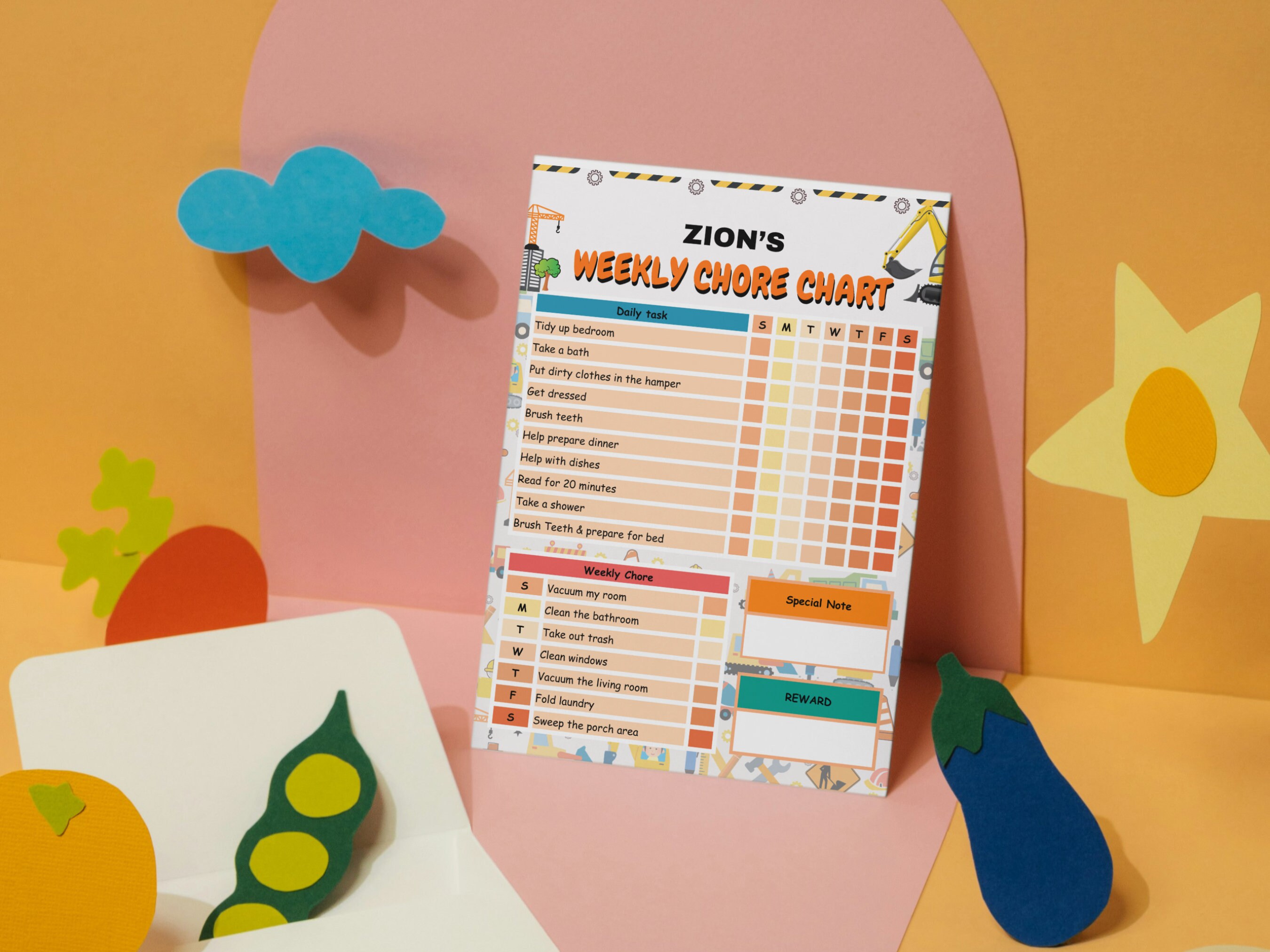 Kids Task Chart Printable Kids Chore Chart Editable Chore Chart for ...