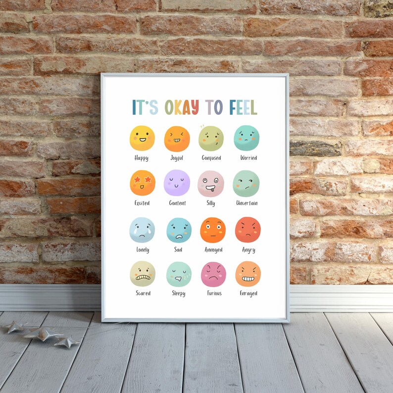 Feelings Chart Poster: Classroom, Therapy Office Decor (digital ...