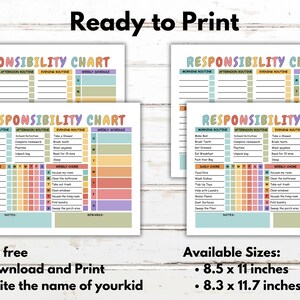 Editable Kids Chore Chart, Responsibility Tracker (digital Download) - Etsy