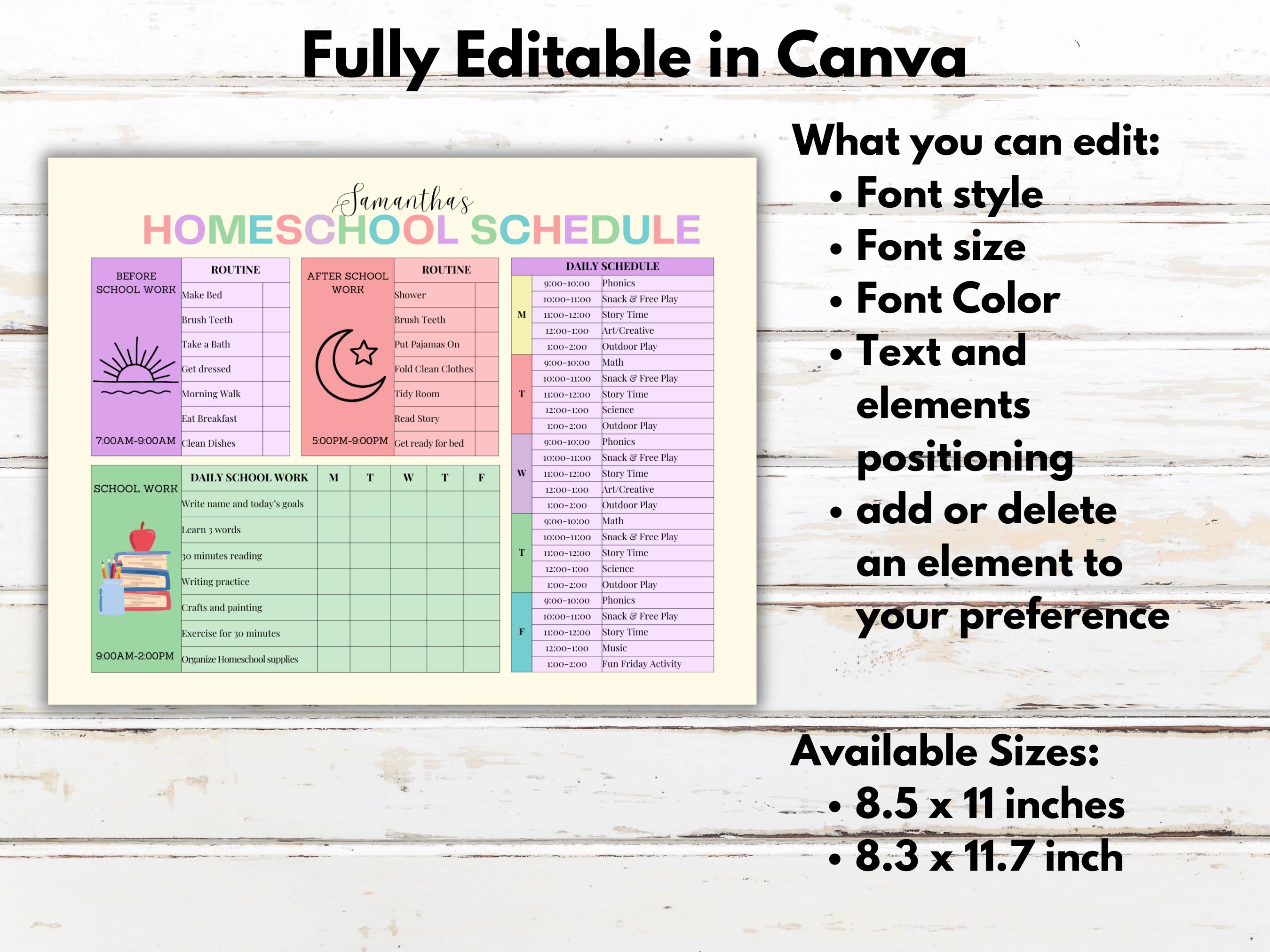 Homeschool Schedule, Homeschool Planner for Kids, Homeschool Checklist ...