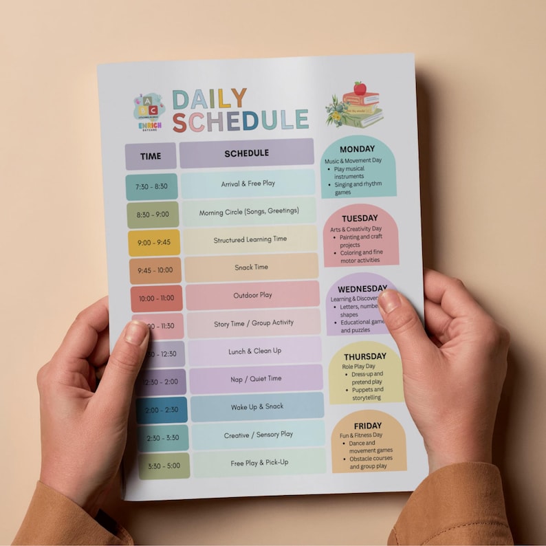 Editable Daily Daycareschedule, Childcare Planner, Preschool, In-home ...