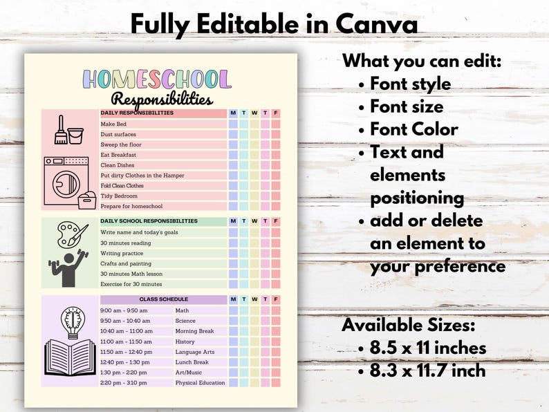 Kids Homeschool Responsibilities Chart, Kids Homeschool Chore Chart ...