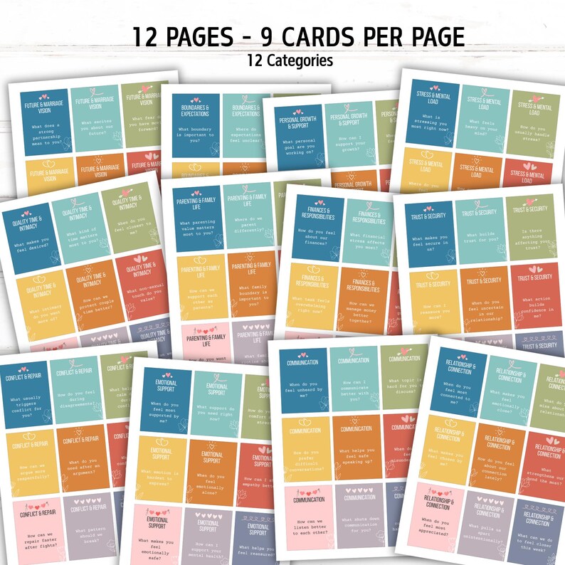 Printable Couple Question Cards, Couples Conversation Starters, Date ...