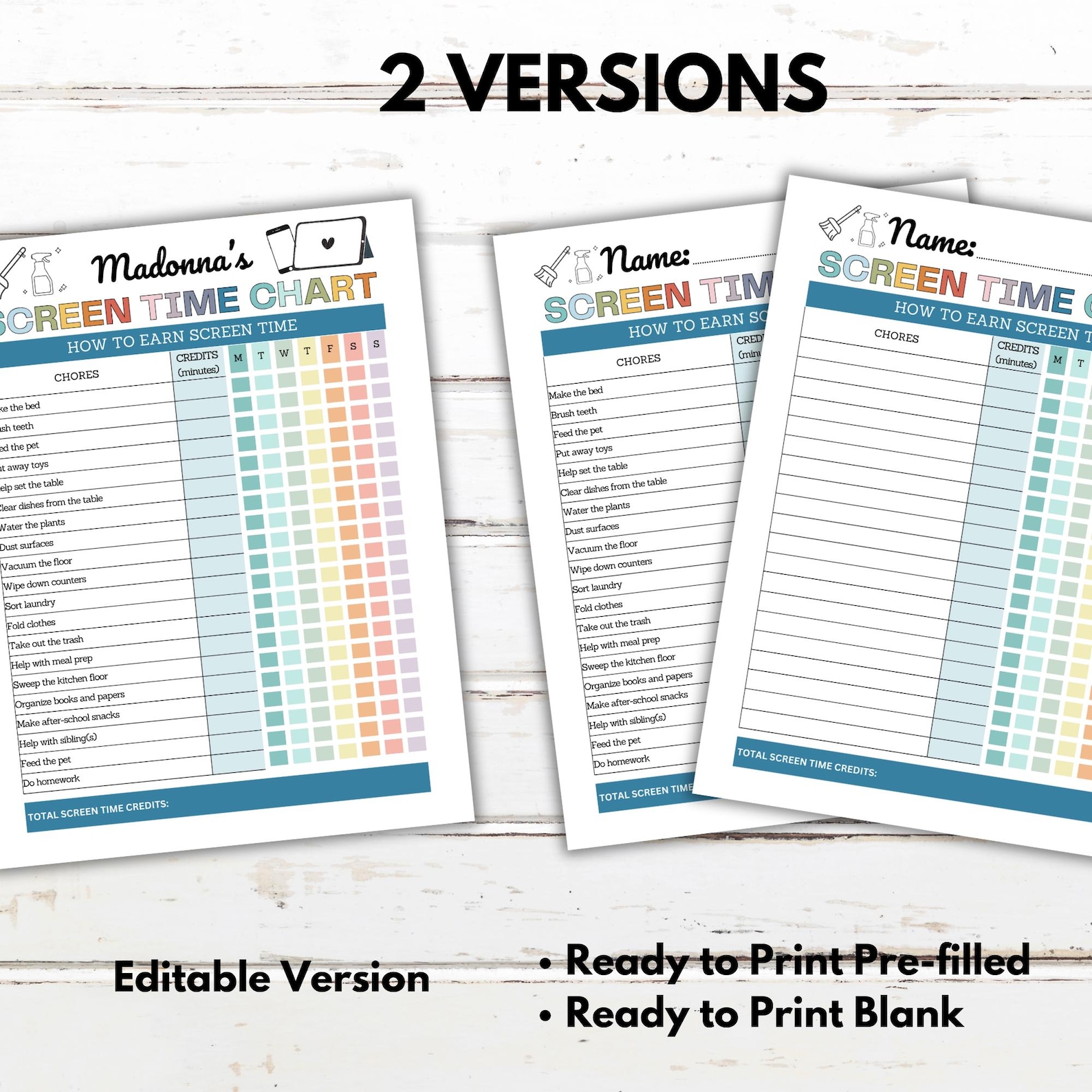 Kids Screen Time Chart, Gadget Chart for Kids, Screen Time Tracker ...