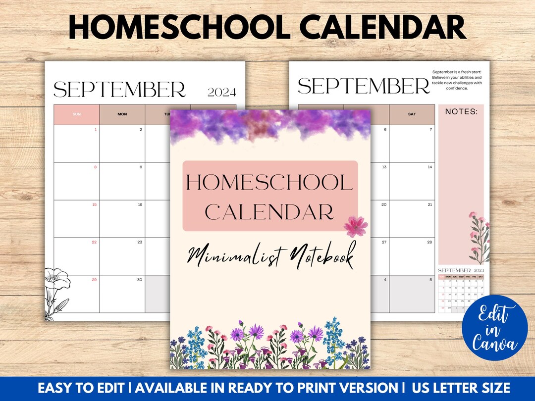 Editable Kids Homeschool Schedule Checklist, Homeschool Calendar for ...