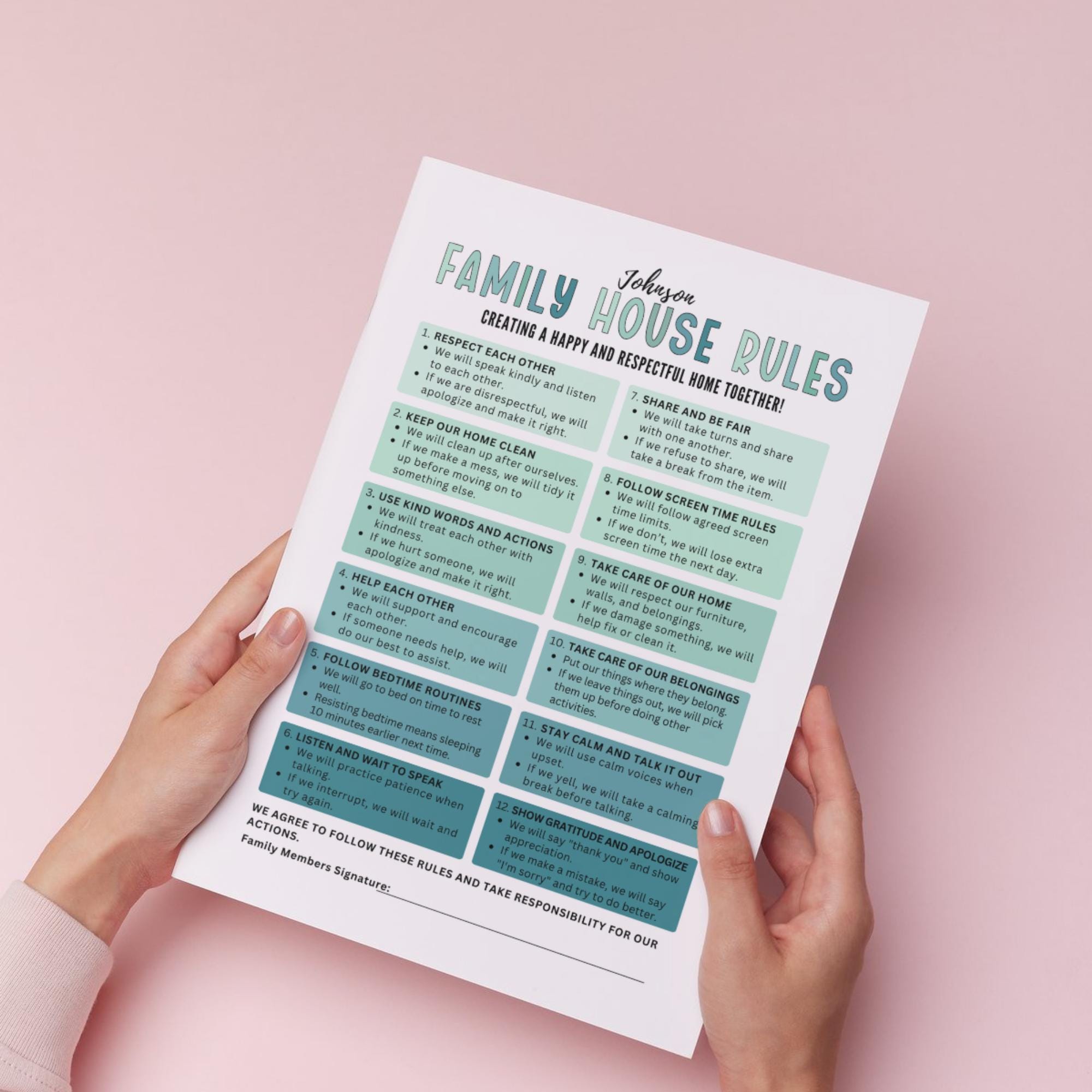 Editable Family House Rules Template, Family Household Agreement, Family House Rules Poster ...