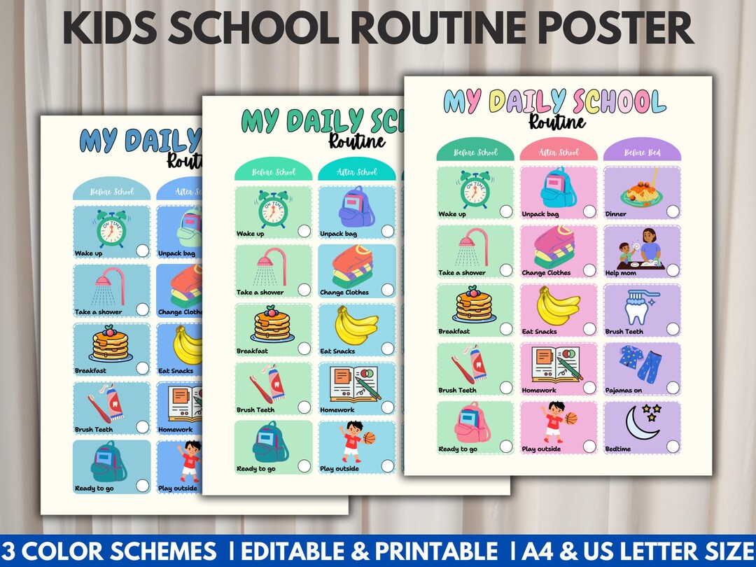 Kids Homeschool Daily Routine Chart, Homeschool Chore Chart Poster ...