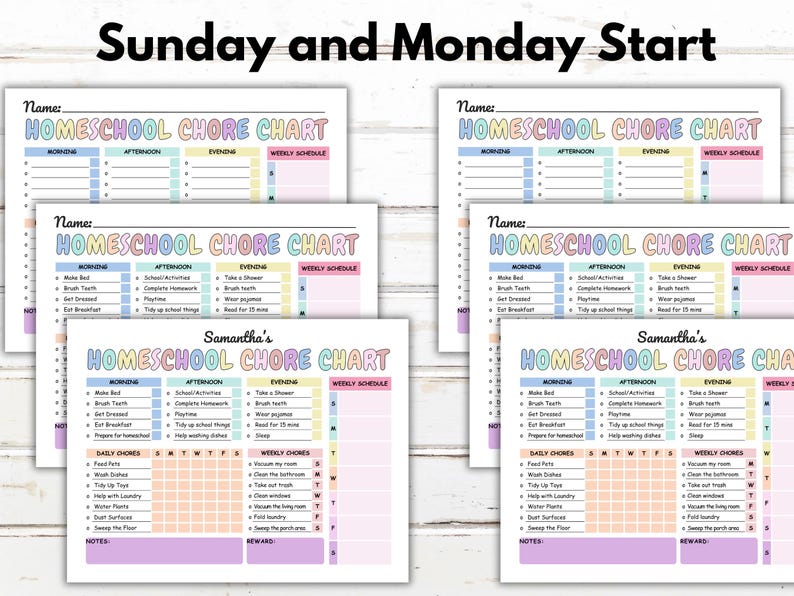 Homeschool Chore Chart, Homeschool Routine for Kids, Homeschool ...