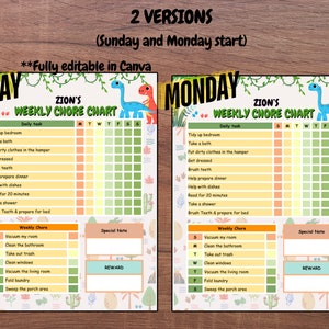 Kids Task Chart Printable Kids Chore Chart Editable Chore Chart for ...