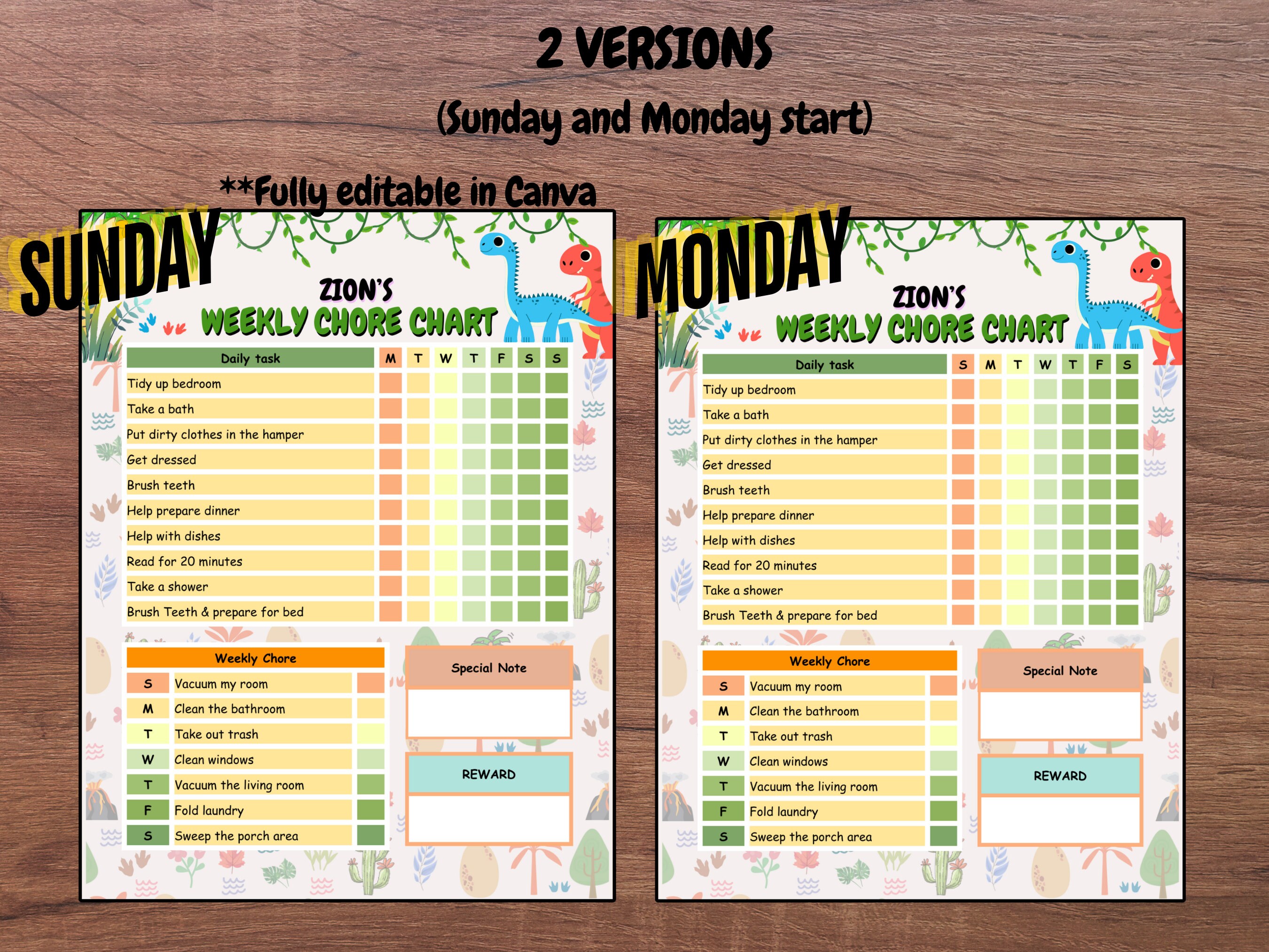 Kids Task Chart Printable Kids Chore Chart Editable Chore Chart for ...