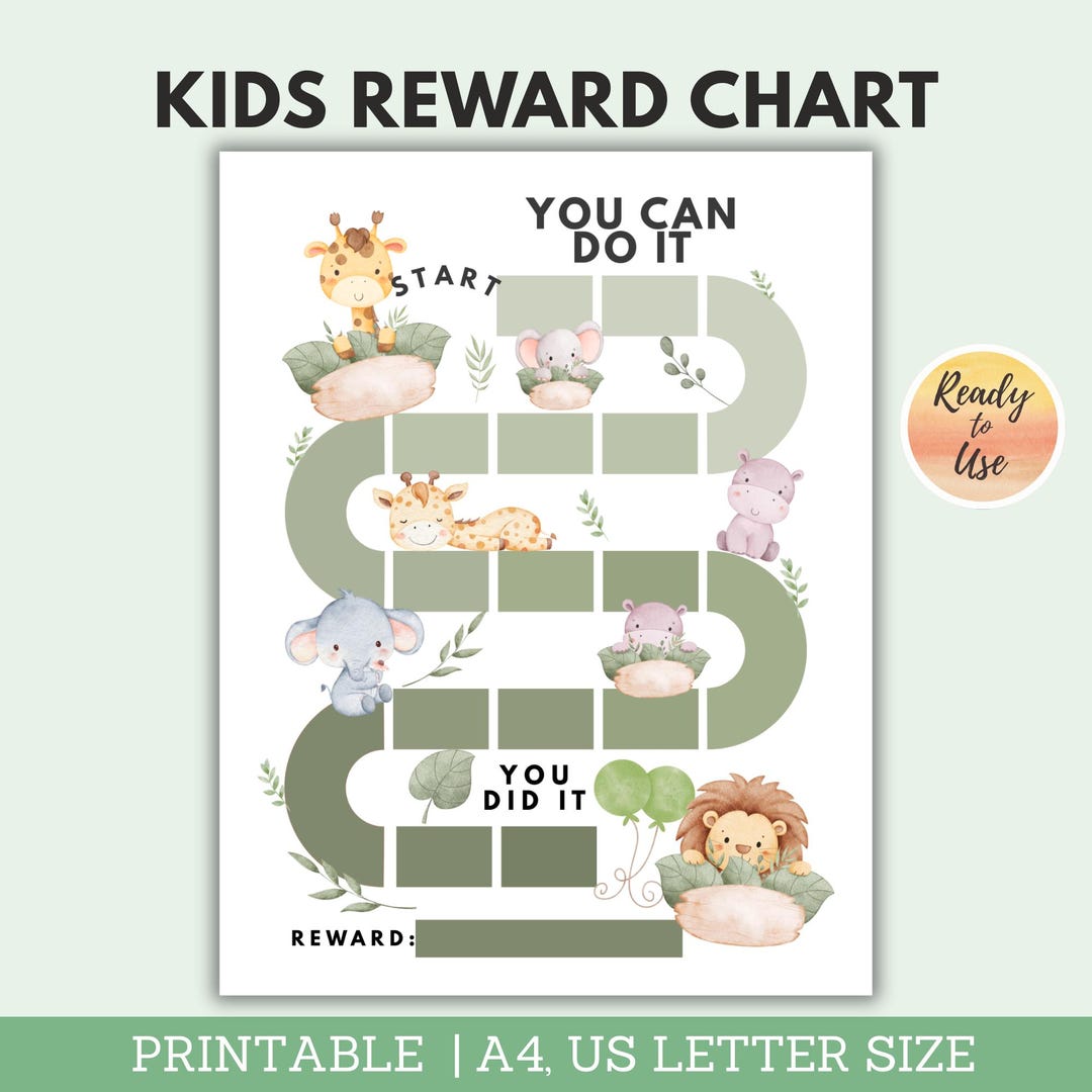 Printable Kids Reward Chart, Safari Animals Reward Chart, Jungle ...