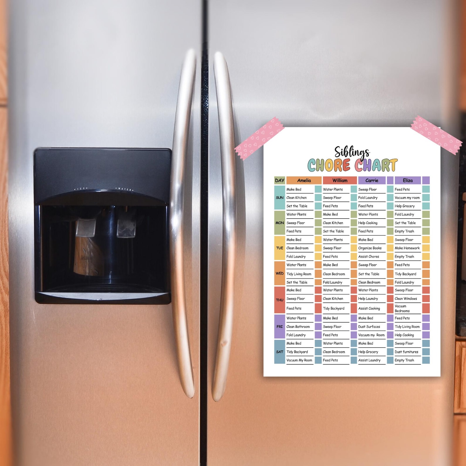 Editable Kids Chore Chart, Multiple Siblings Chart, Siblings ...