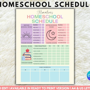 Editable Homeschool Schedule, Kids Homeschool Planner for Kids ...