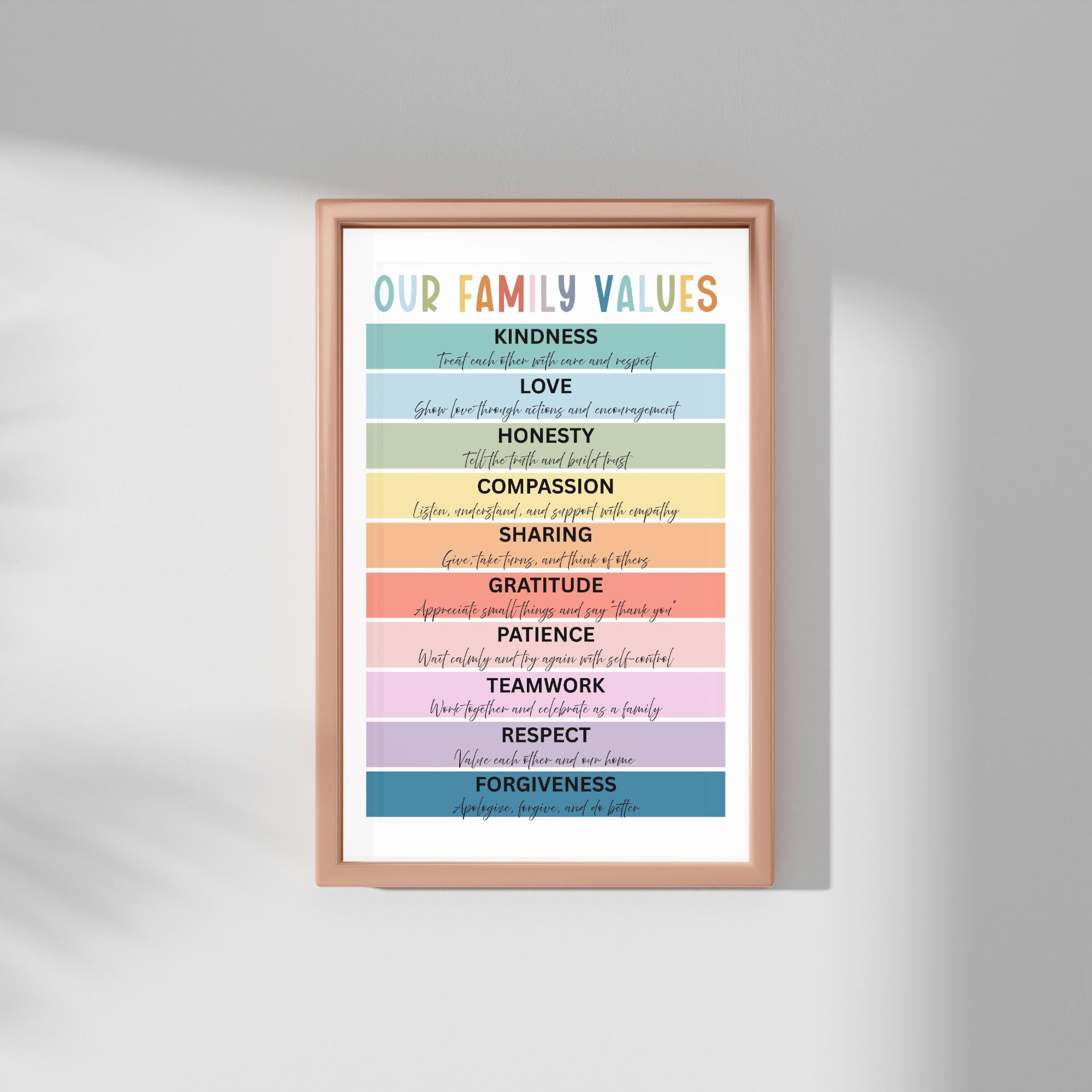 Printable Family Values Poster, Family House Rules Poster, Family ...