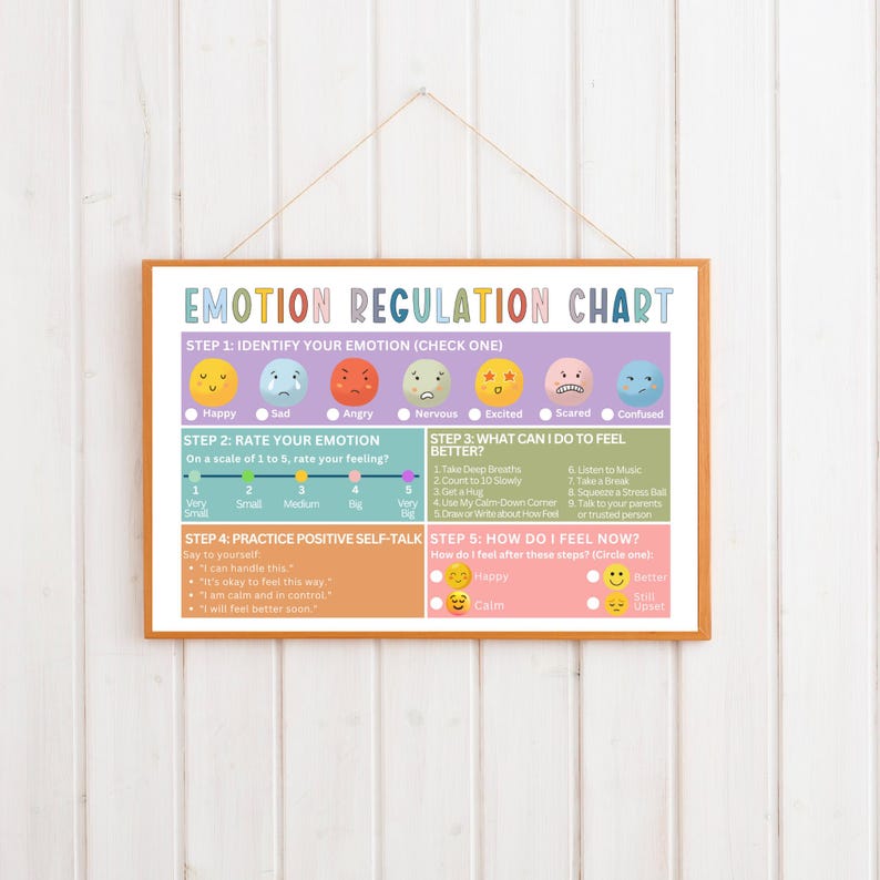 Editable Kids Emotion Regulation Chart, Kids Feelings Chart, Calming ...