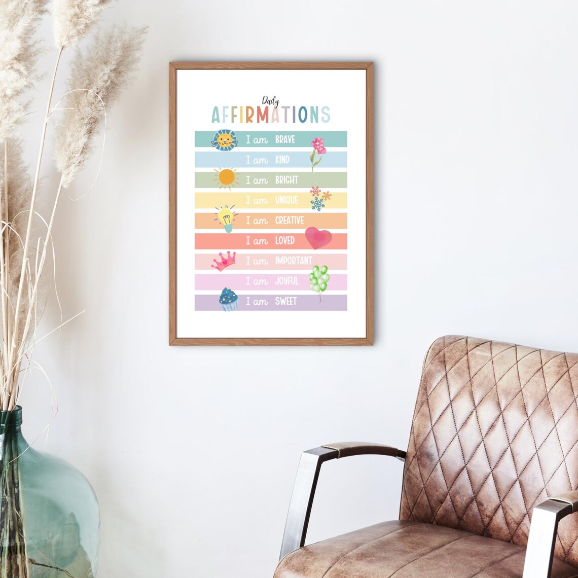 Kids Daily Affirmation Poster, Positive Affirmations Wall Art ...