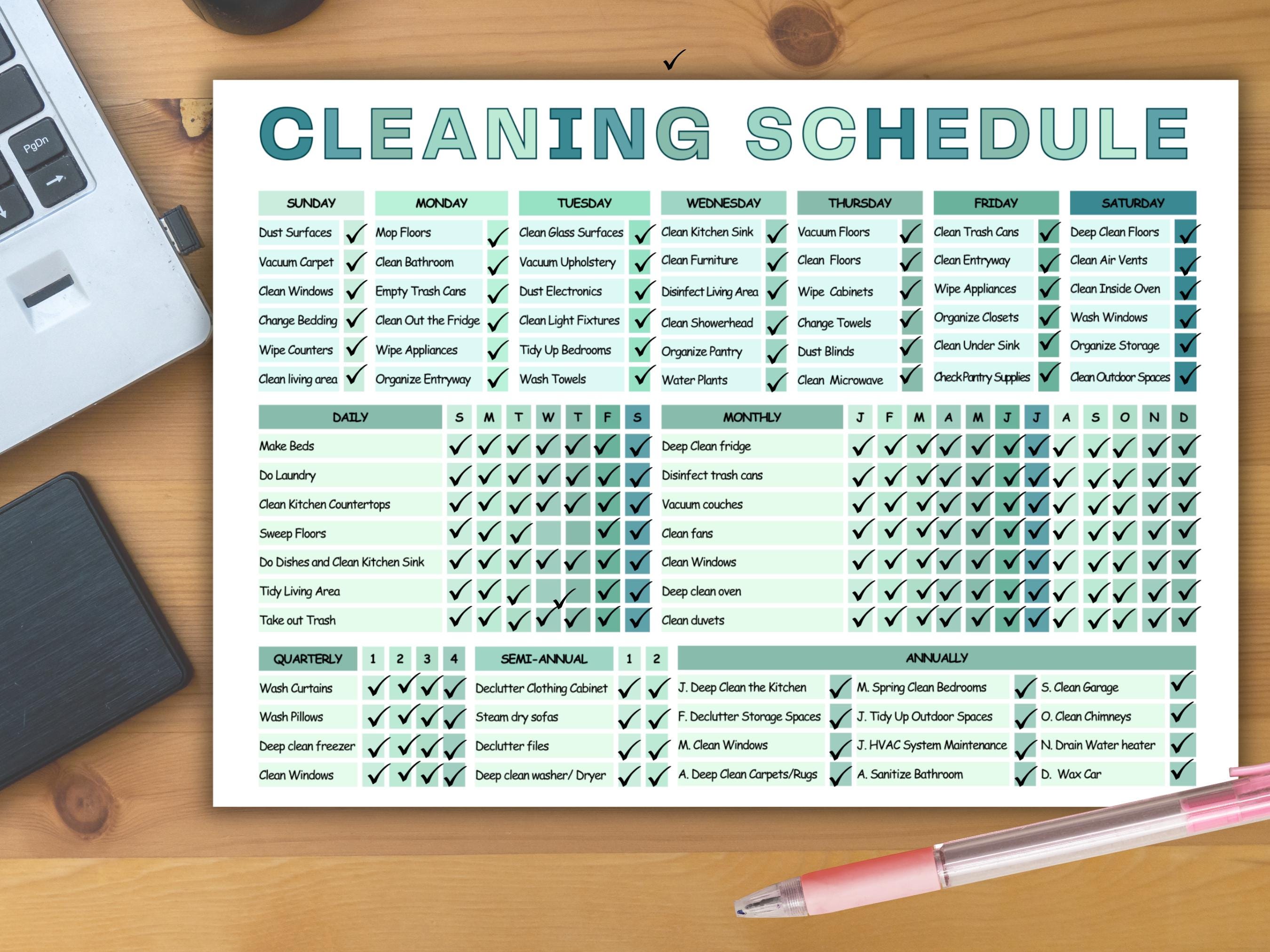 Editable Cleaning Schedule for ADHD: Printable Home Chore Chart, Canva ...