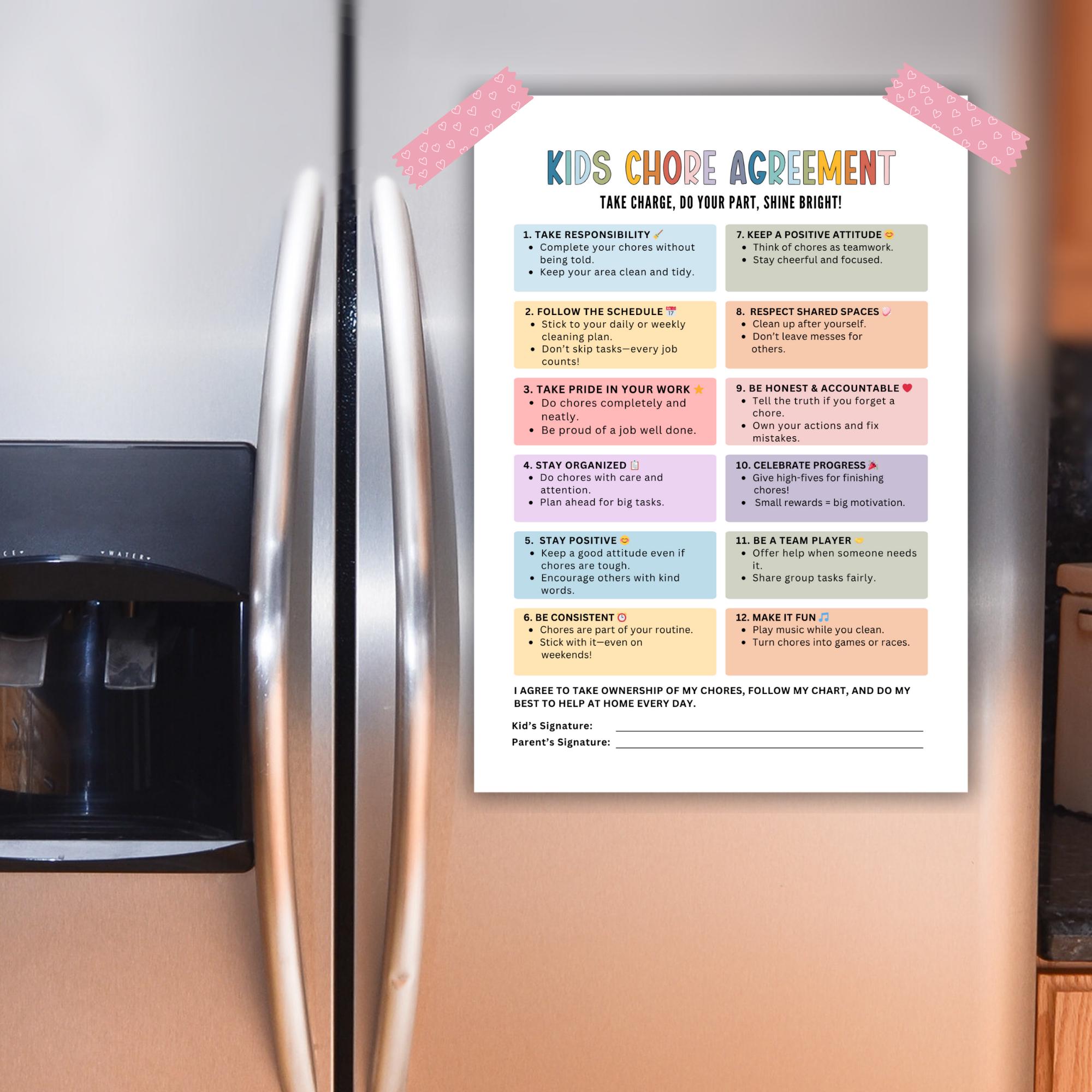 Editable Kids Chore Agreement, Kids Chores Rules, Cleaning Agreement ...